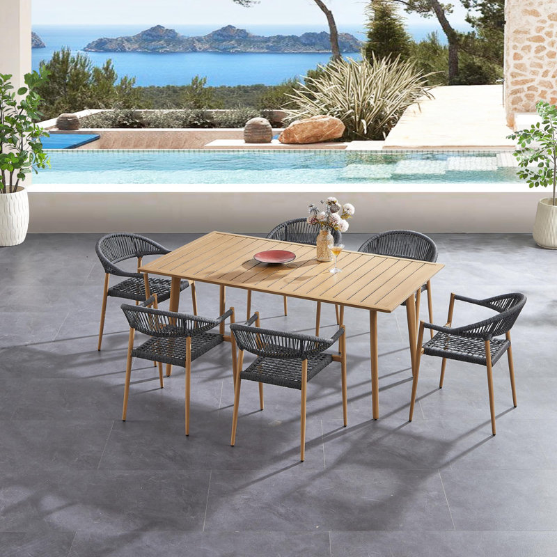 AllModern Oniel 67'' Rectangular 6 - Person Outdoor Dining Set | AllModern